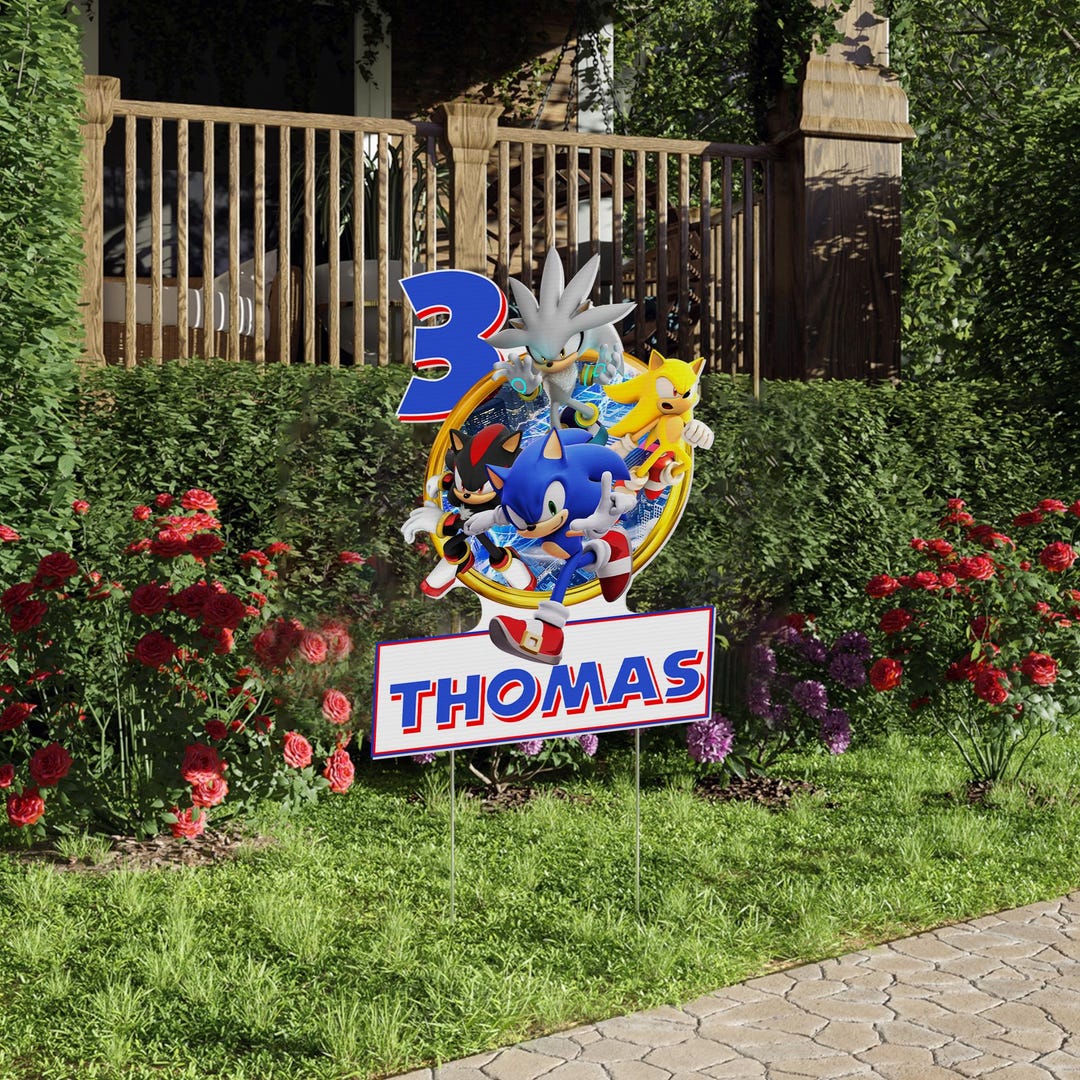 Sonic the Hedgehog Yard Sign Cut Out, Sonic Birthday Party Outdoor ...