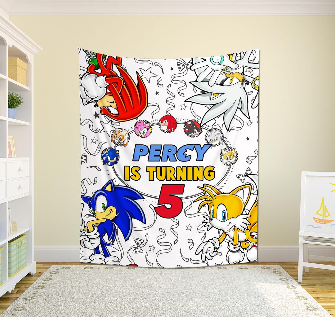 Sonic Birthday Party Backdrop/sonic Hedgehog 3 Birthday Banner/custom ...