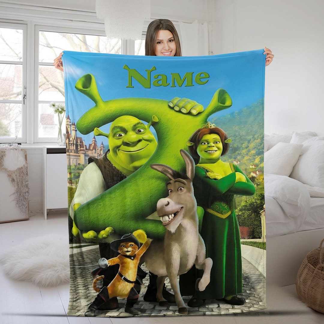 Personalized Shrek Photo Blanket, Custom Name Blanket, Comfortable ...