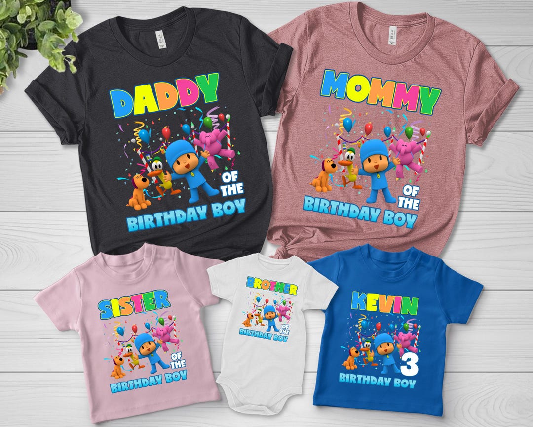 Pocoyo Birthday Shirt, Custom Pocoyo Birthday Clothing, Pocoyo Group ...