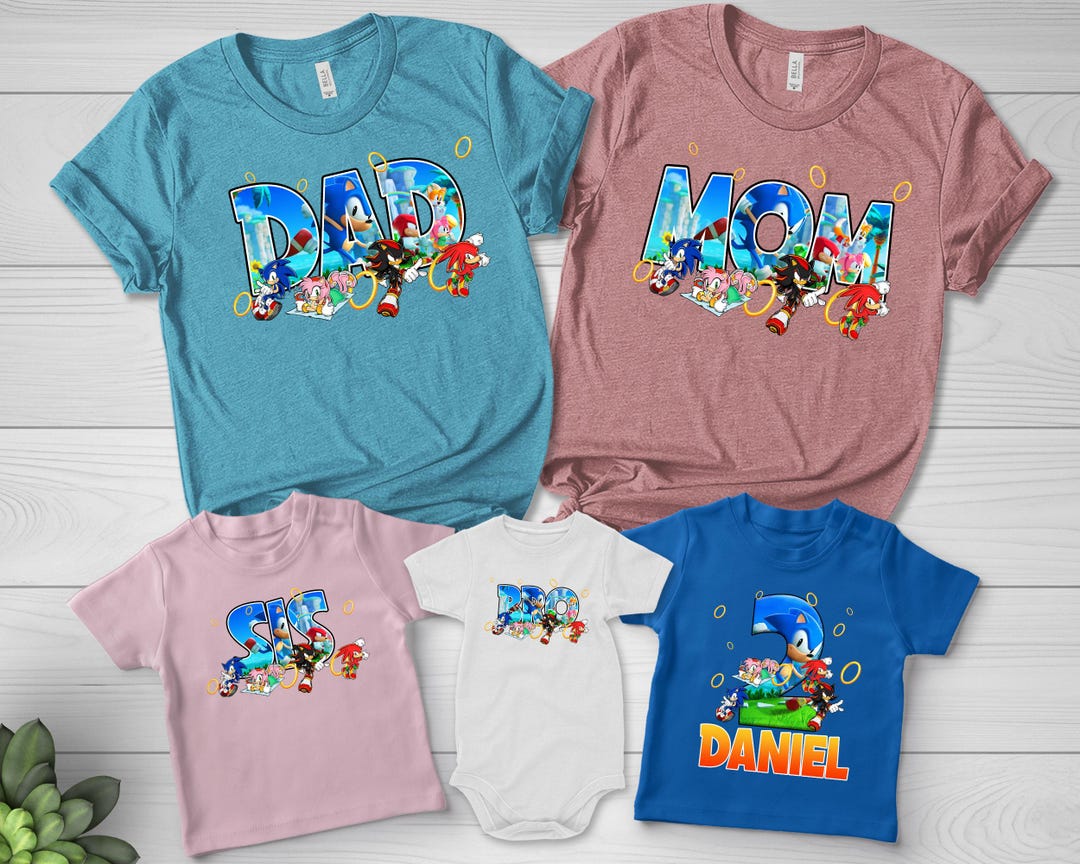 Personalized Sonic the Hedgehog Birthday Family Matching Shirt - Sonic ...