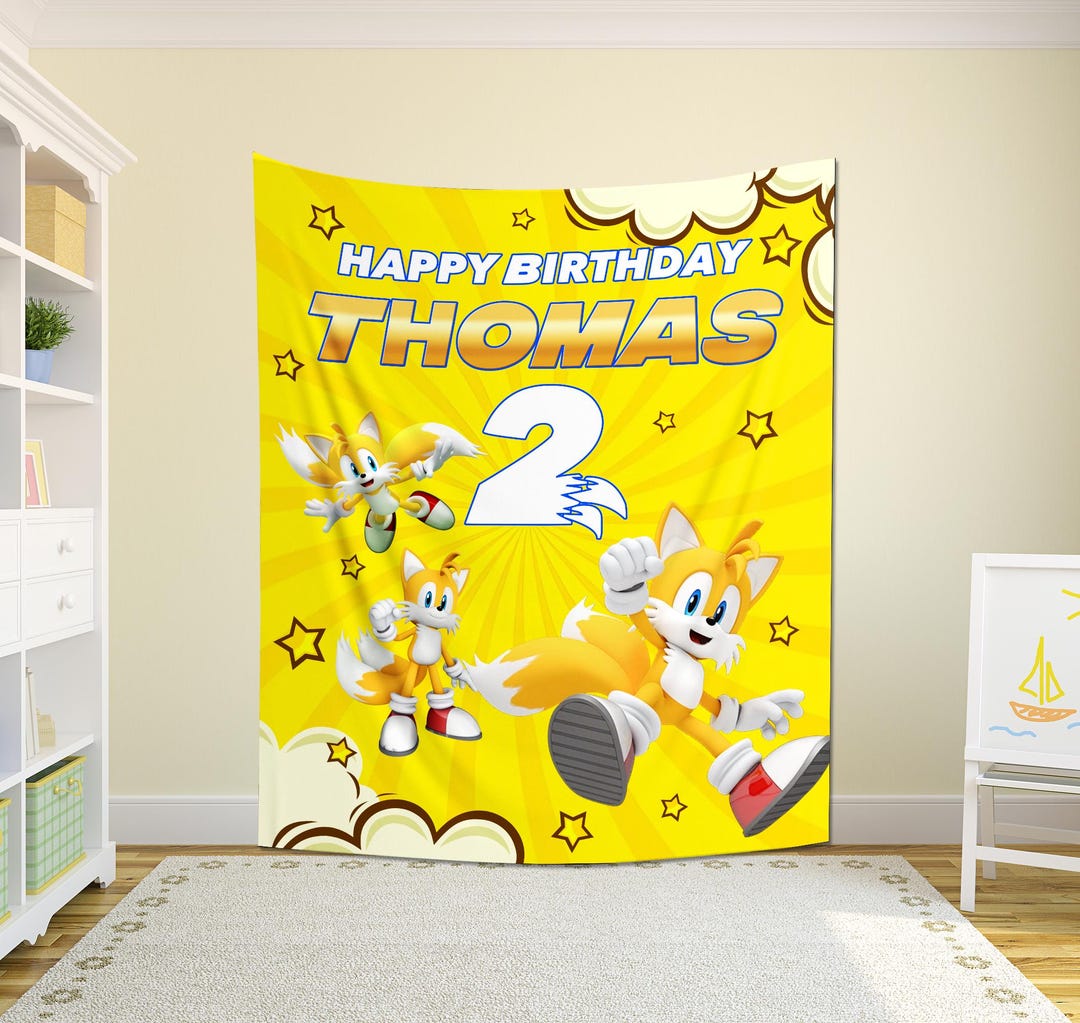 Tails Sonic the Hedgehog Birthday Banner,gamer Party Backdrop for Boys ...