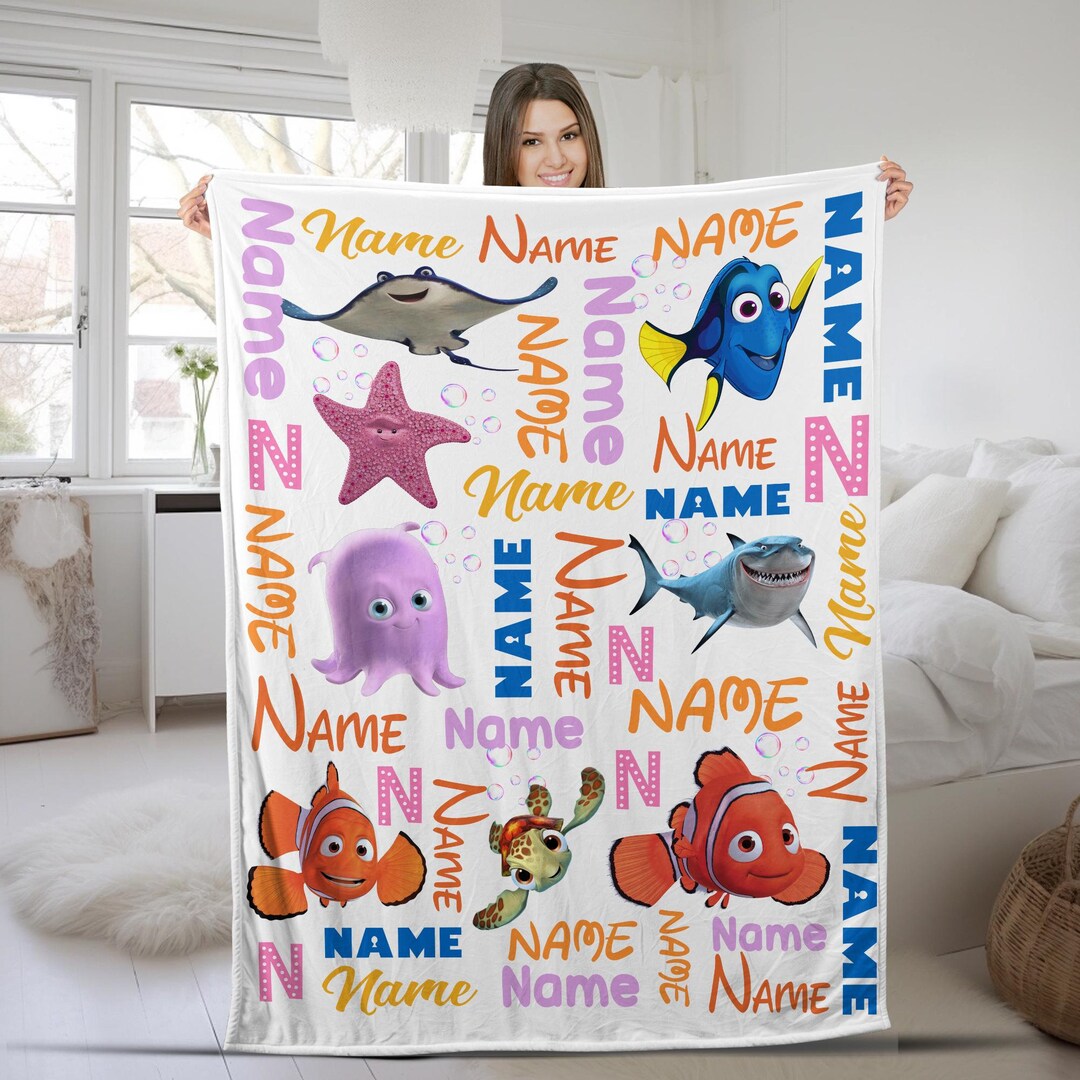 Personalized Disney Finding Nemo Blanket, Custom Name Pixar Finding ...