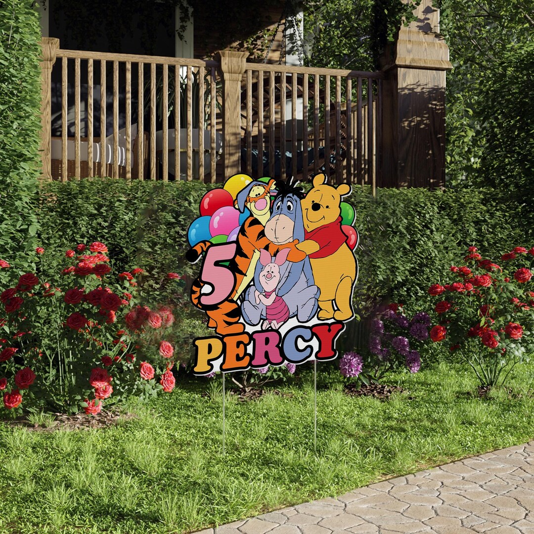 Personalized Winnie the Pooh Yard Sign Cut Out, Classic Bear Yard Sign ...