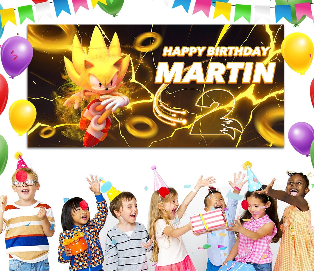Sonic Birthday Birthday Backdrop, Sonic Hedgehog Banner, Custom Sonic ...