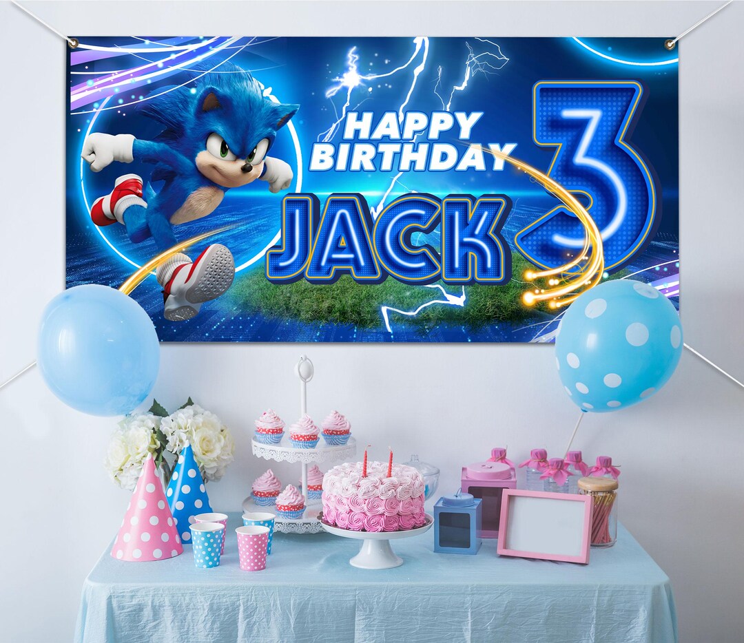 Customized 3D Sonic the Hedgehog Birthday Backdrop,sonic Birthday ...