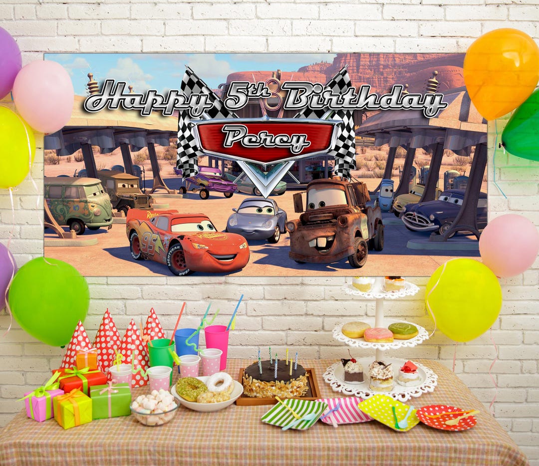 Disney Cars Birthday Backdrop, Cars Party Banner, Cars Party Decoration ...