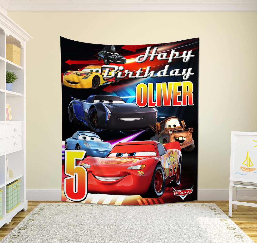 Disney Cars Birthday Backdrop, Custom Cars Party Banner, Lightning ...