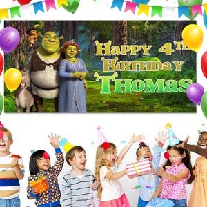 Shrek Birthday Party, Shrek Party Banner, Shrek Birthday Backdrop ...