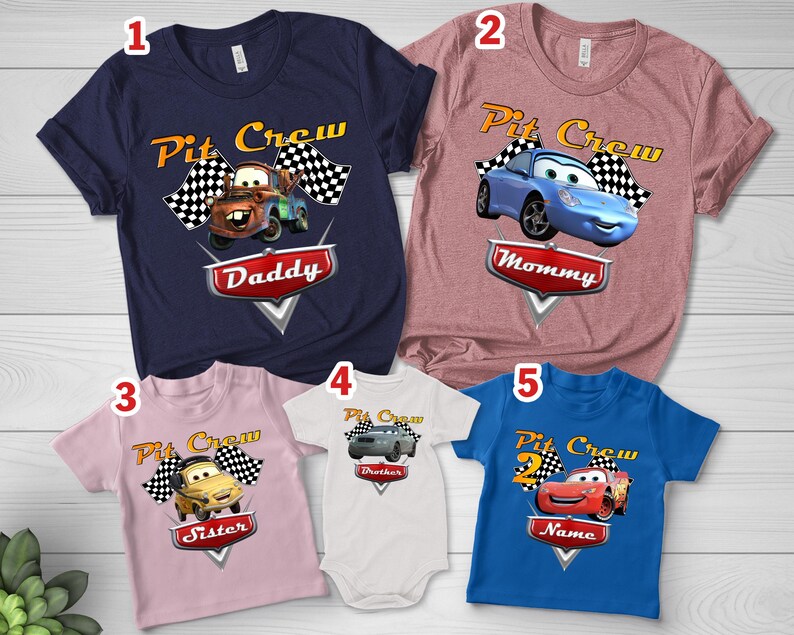 Personalized Pit Crew Disney Cars Movie Characters Shirts, Lightning ...