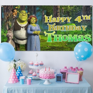 Shrek Birthday Party, Shrek Party Banner, Shrek Birthday Backdrop ...