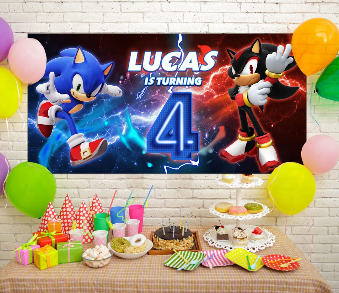 Sonic Birthday Party Backdrop/sonic Hedgehog Birthday Banner/custom ...