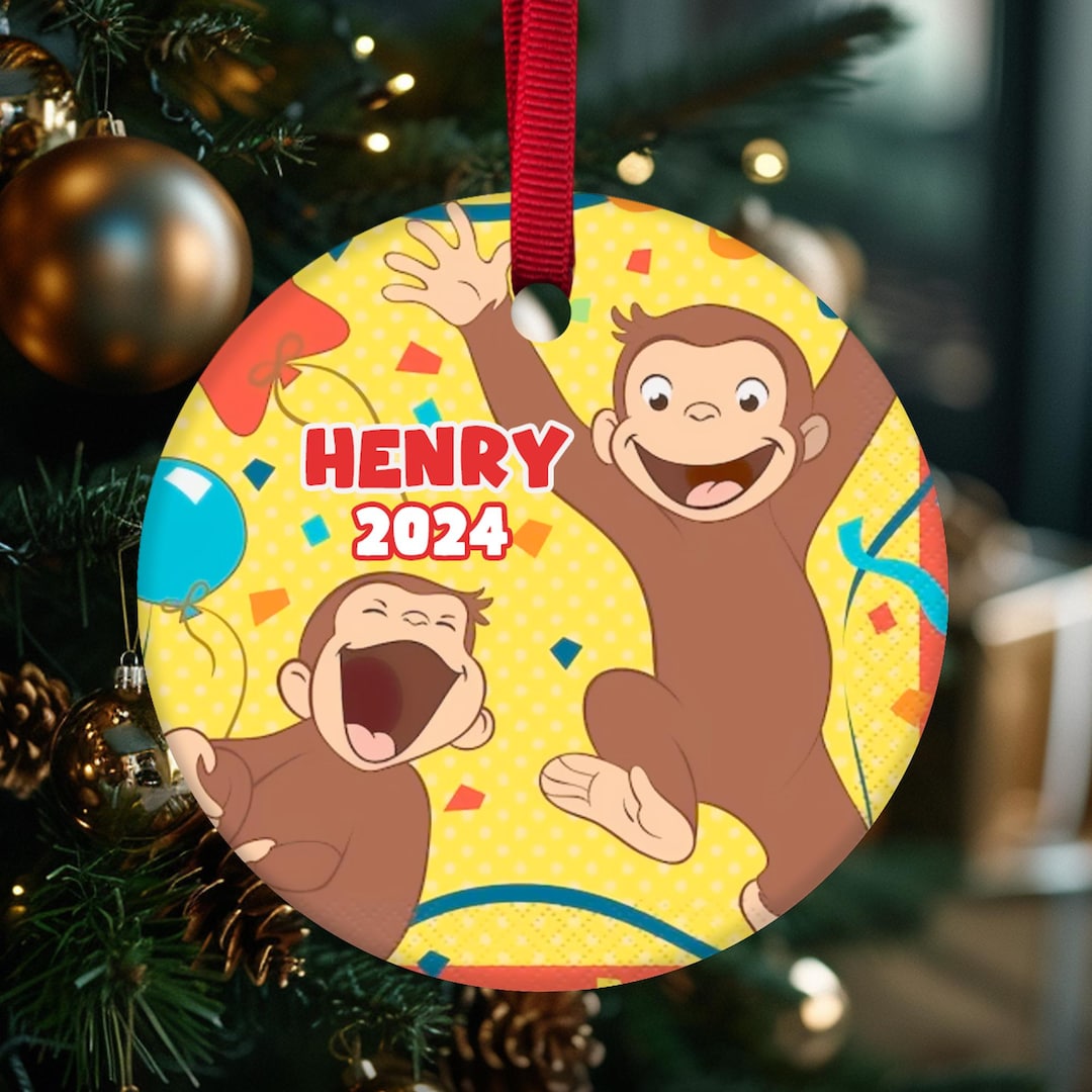 Personalized Curious George Ceramic Ornament, Custom Name Curious ...