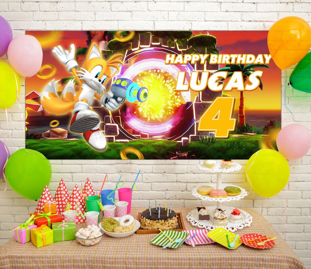 Tails Banner, Tails Sonic Banner, Tails Personalized Banner, Party ...