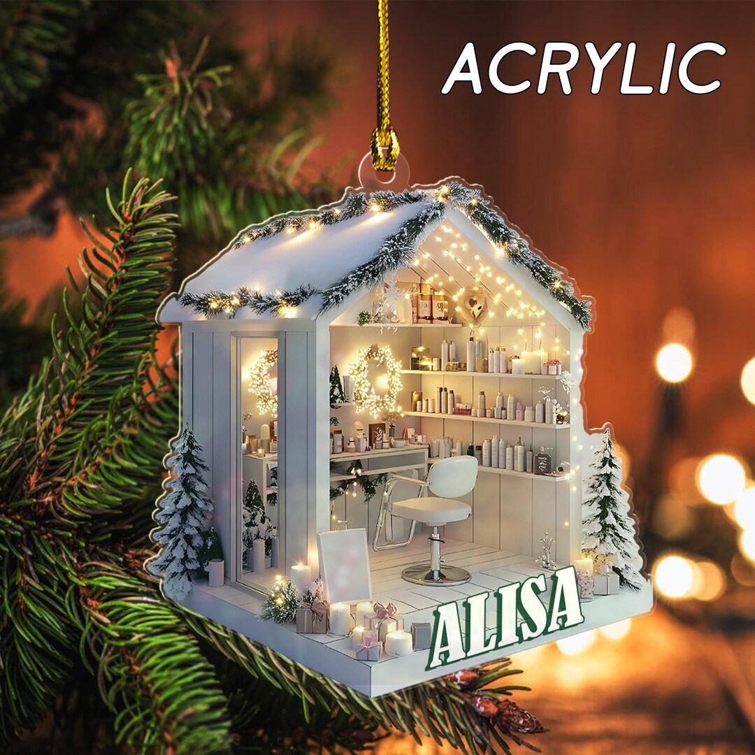Personalized Hair Stylist Christmas Ornament, 2D Flat Acrylic Ornament ...