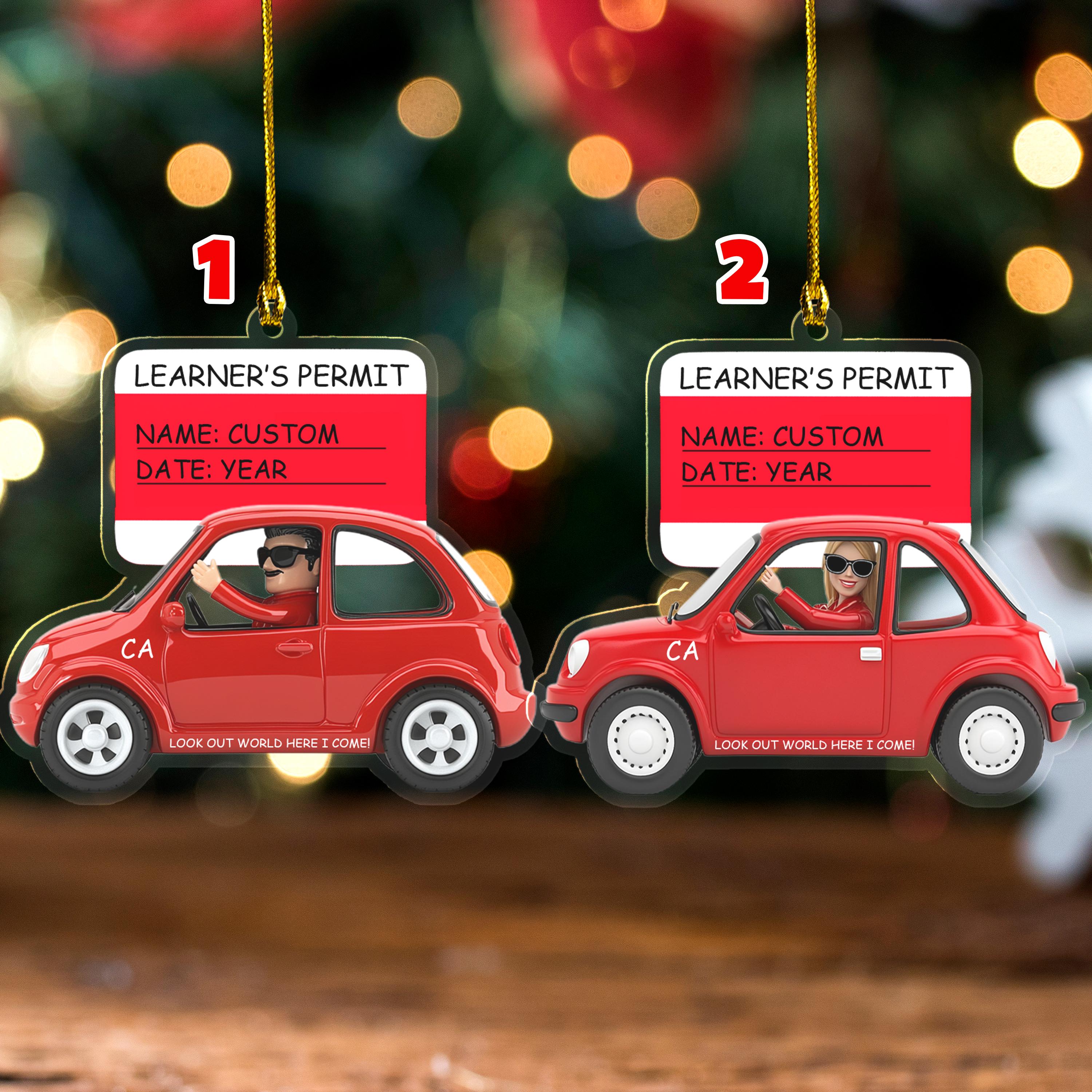 2D Driver Personalized Learner's Permit Ornament, Christmas Ornament ...