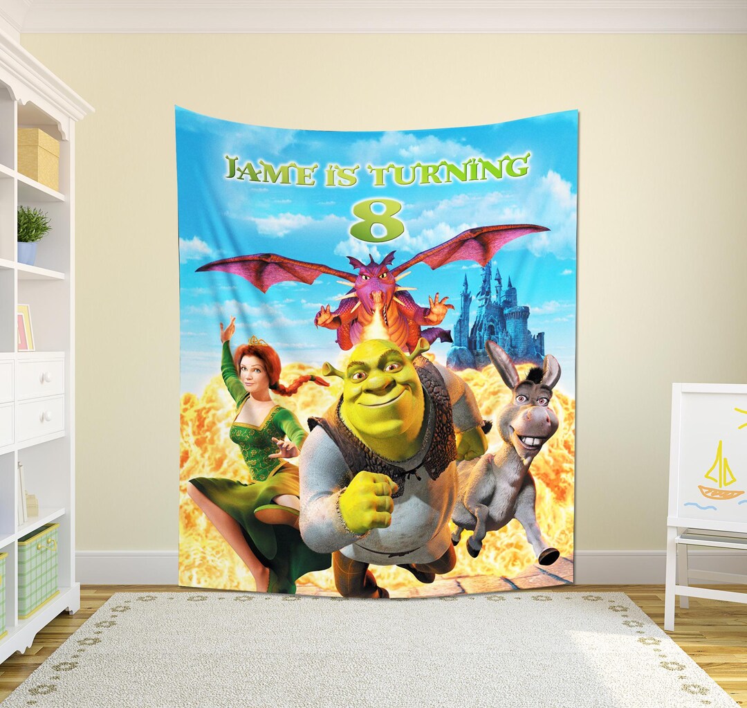 Birthday Backdrop Shrek Theme, Shrek Birthday Backdrop, Shrek Party ...