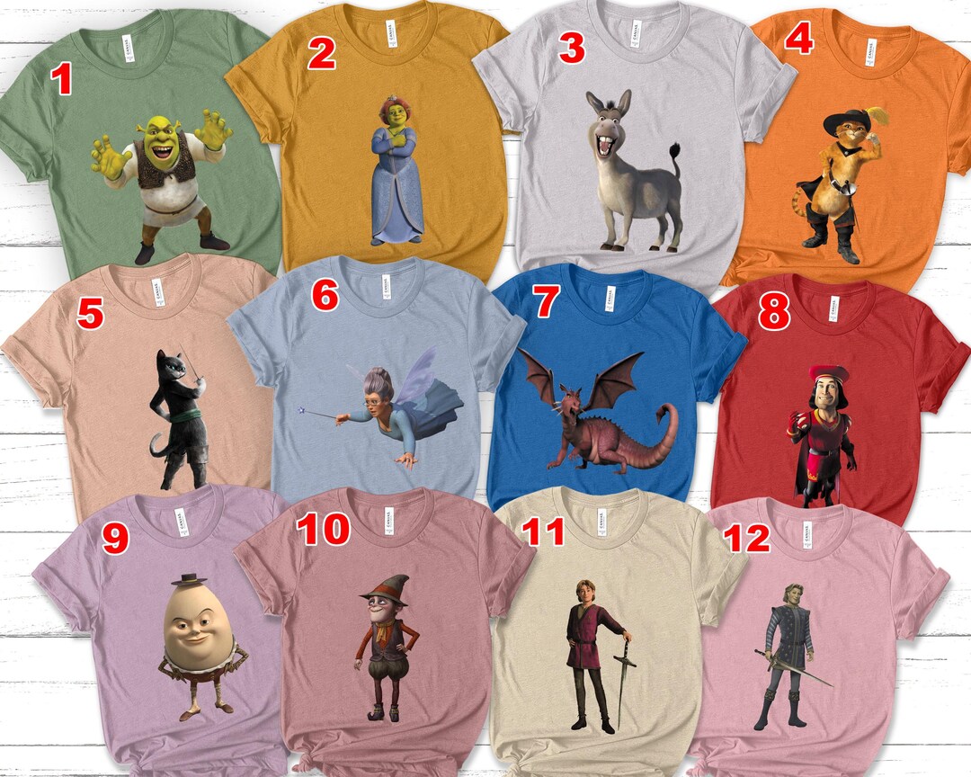 Shrek Group Matching Unisex T-shirt, Personalized Shrek Birthday Family ...