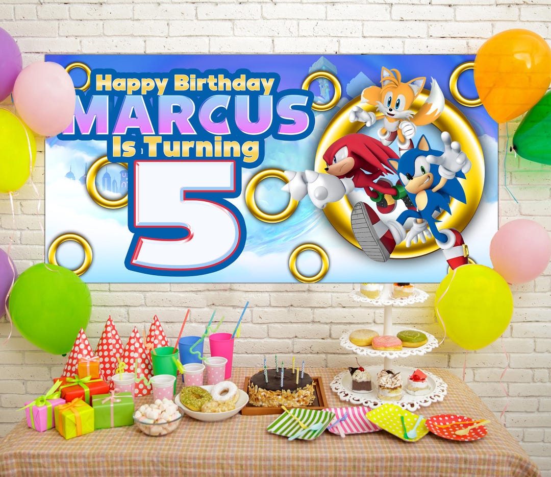 Sonic Birthday Party Backdrop/sonic Hedgehog 3 Birthday Banner/custom ...