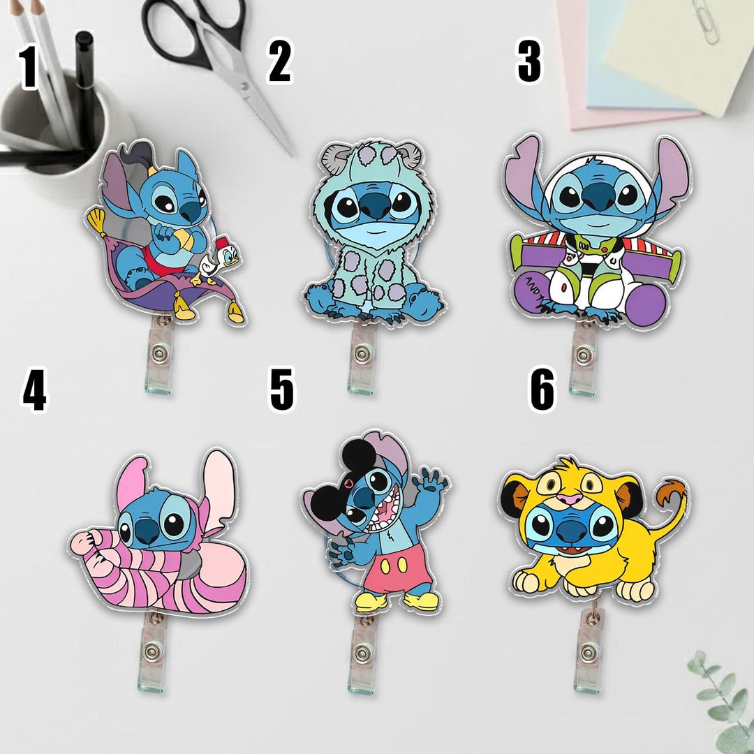Stitch Nurse Badge Reel, Cute Cartoon Nurse Badge Holder, Funny Medical ...