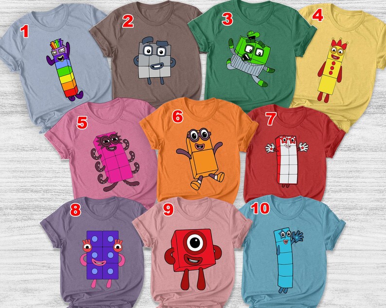 Numberblocks Tshirt, Numberblocks Family Birthday Shirt, Personalized 1 ...