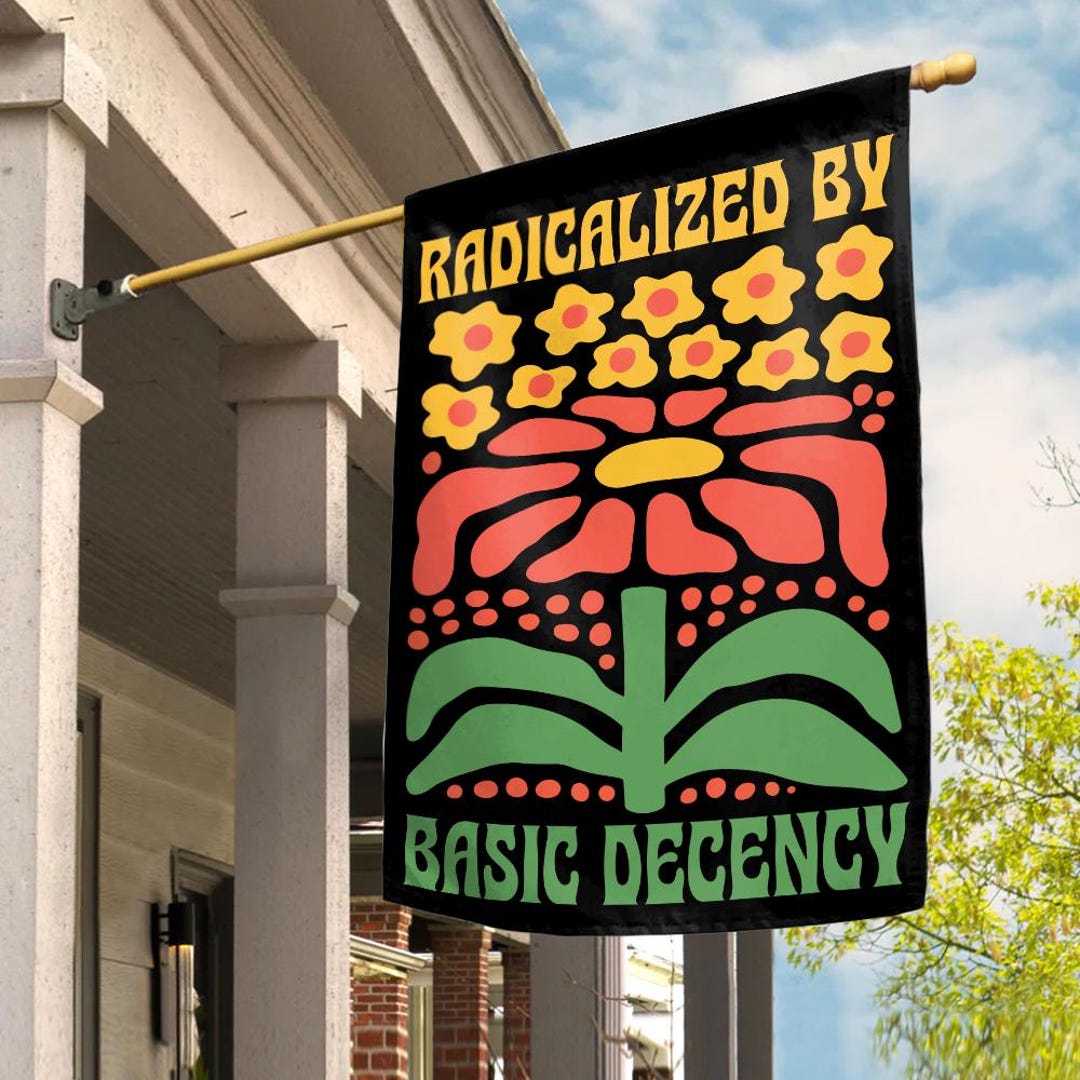Radicalized by Basic Decency Flag, Social Justice Activist Flag, Gift ...