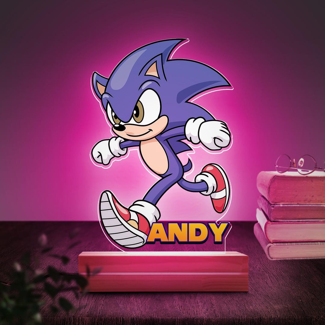 Personalized Sonic the Hedgehog Night Light | Custom Name LED Lamp ...