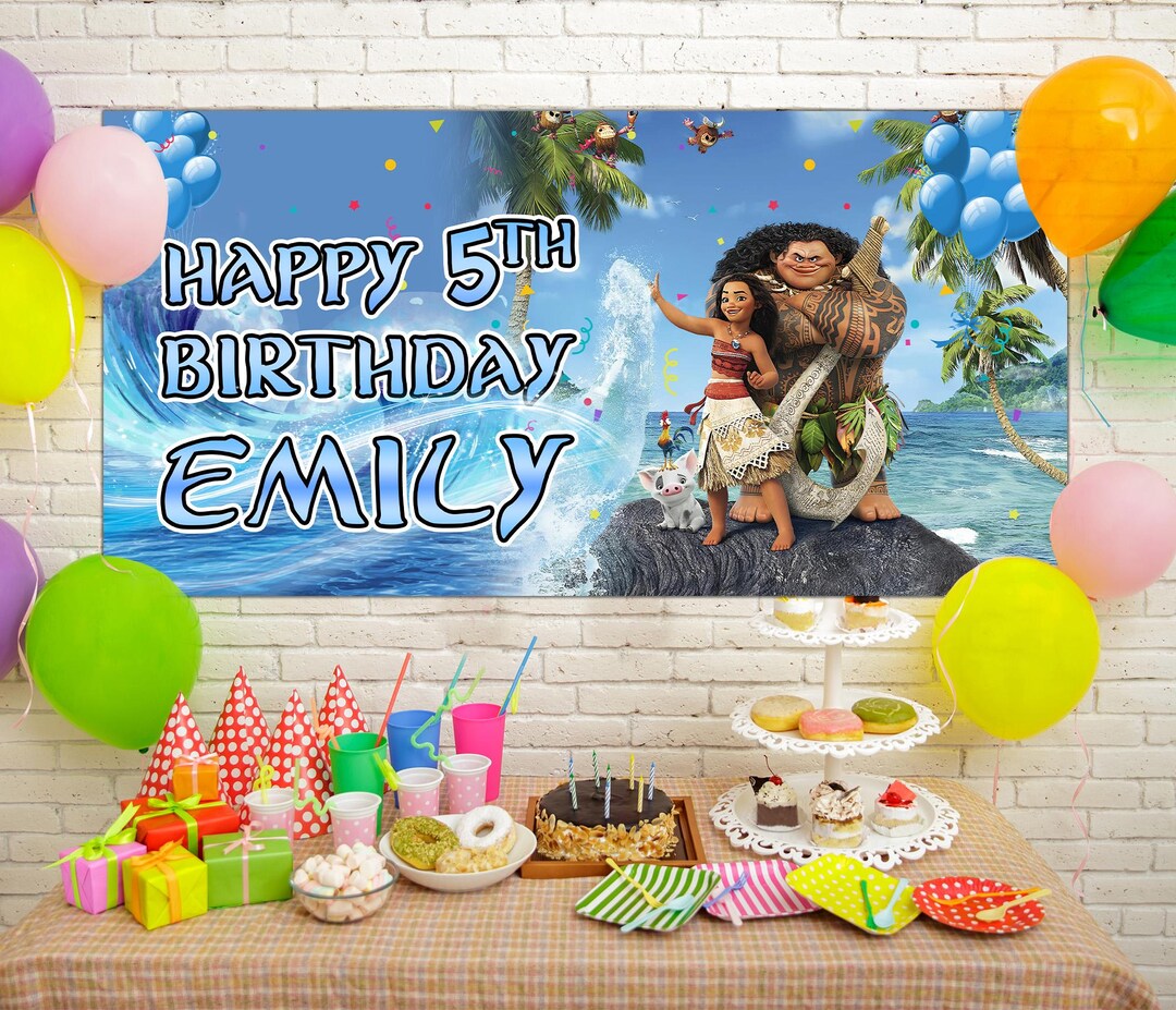 Moana 2 Birthday Banner, Moana Birthday Banner, Custom Moana Backdrop ...