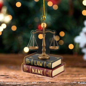 Personalized Justice Scales Christmas Ornament, Gift for Lawyer or Law ...