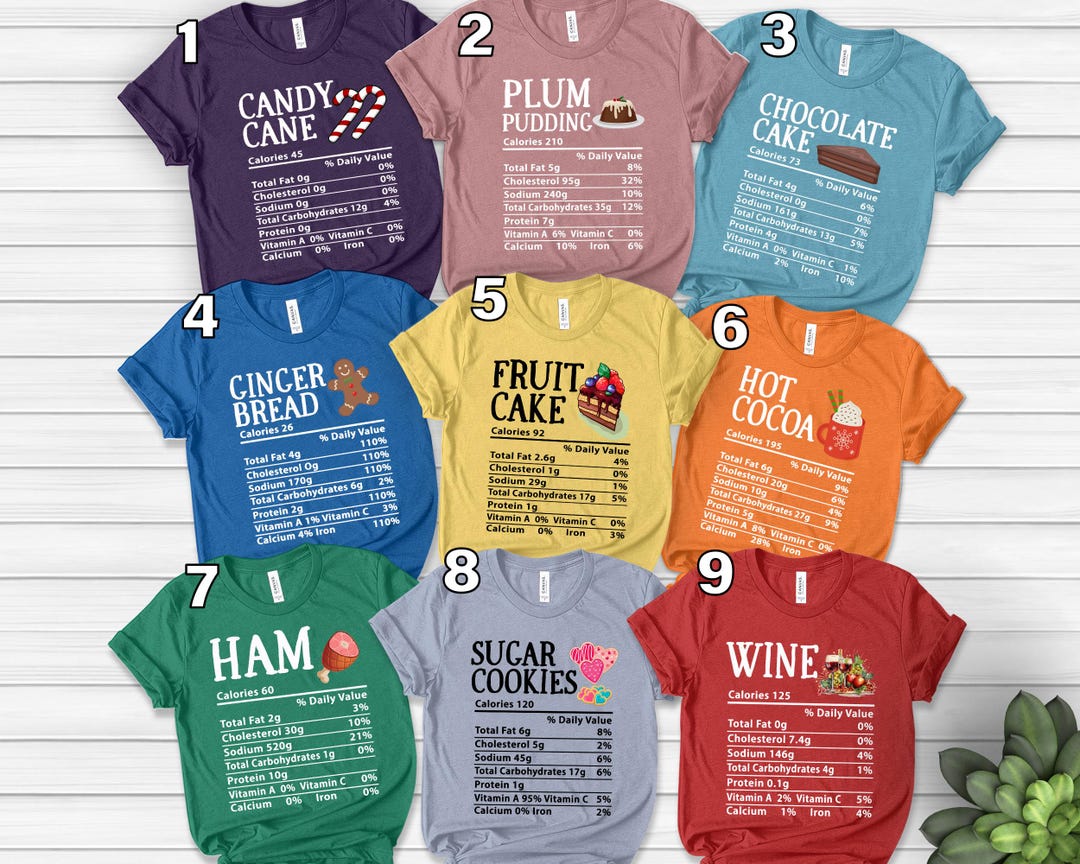 Christmas Nutritional Facts Shirt, Funny Nutrition Label Facts ...