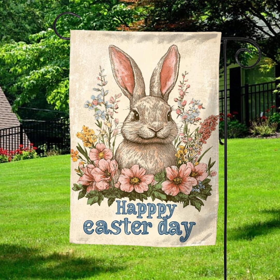 Happy Easter Bunny Garden Flag/cute Easter Bunny Flag/easter Flag ...