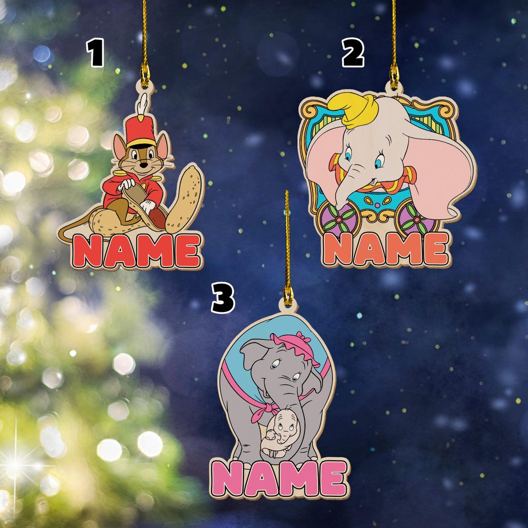 Personalized Dumbo Family Ornament, Flying Elephant Christmas Keepsake ...