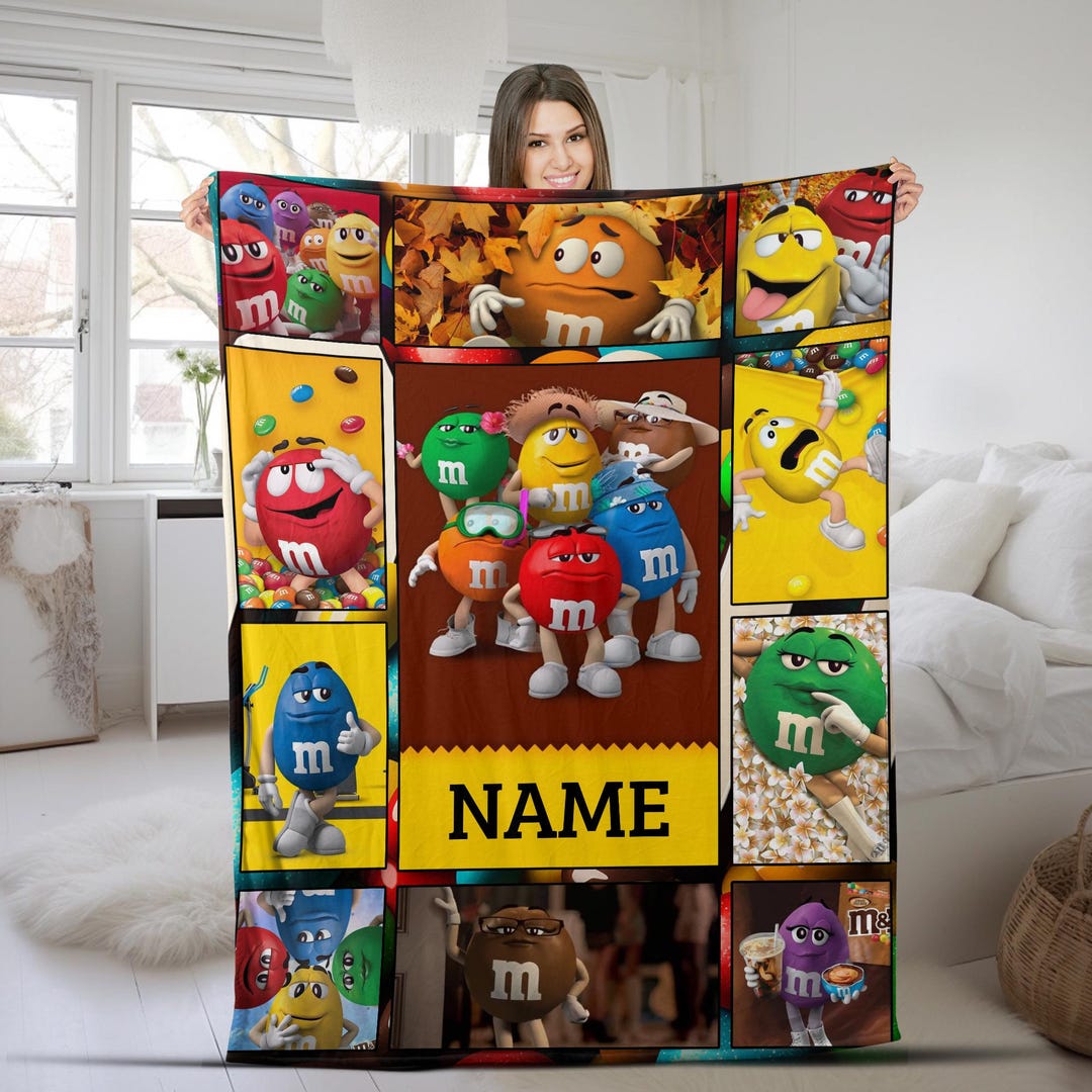 Personalized M and M Blanket, M&m's World Blanket, M and M Candy Couch ...