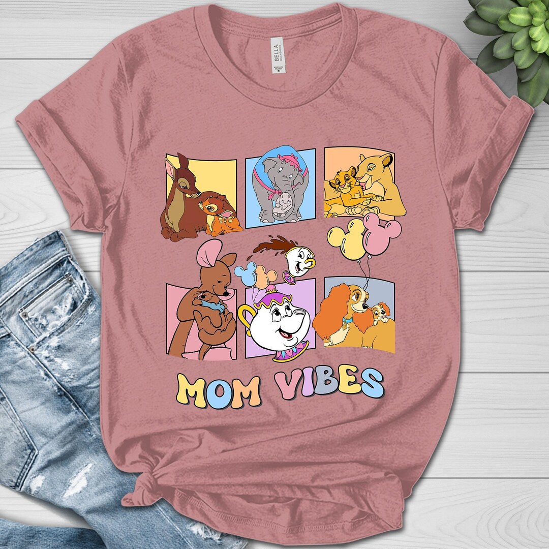 Retro Disney Character Mom Vibes Tee,duchess, Perdita, Mrs. Potts ...