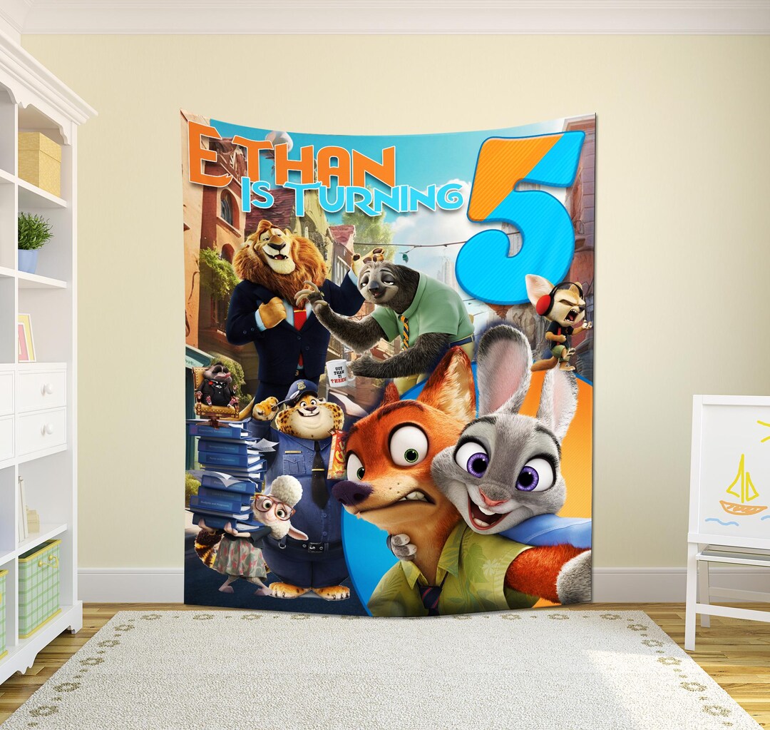 Zootopia Birthday Party Backdrop Zootopia Baby Shower Banner, Birthday ...