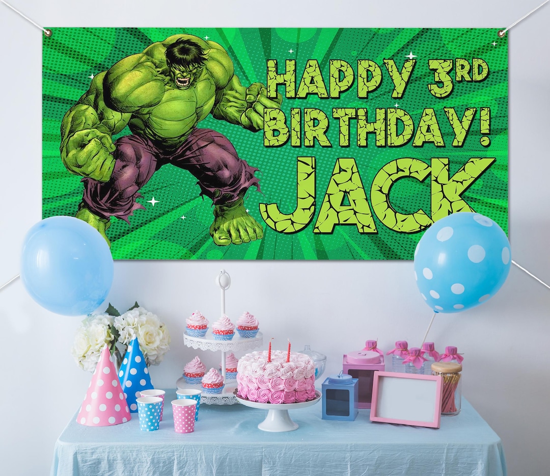 Personalized Hulk Birthday Backdrop,hulk Banner,custom Name Age Hulk ...