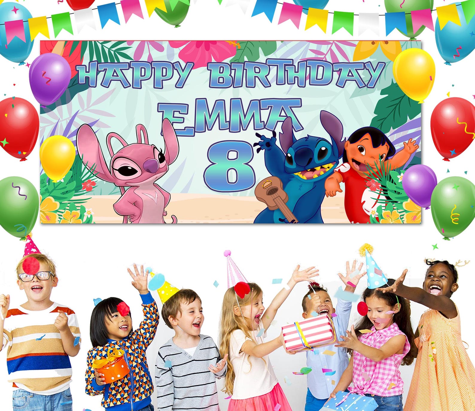 Stitch Banner, Birthday Banner, Stitch Party Birthday, Stitch Birthday ...