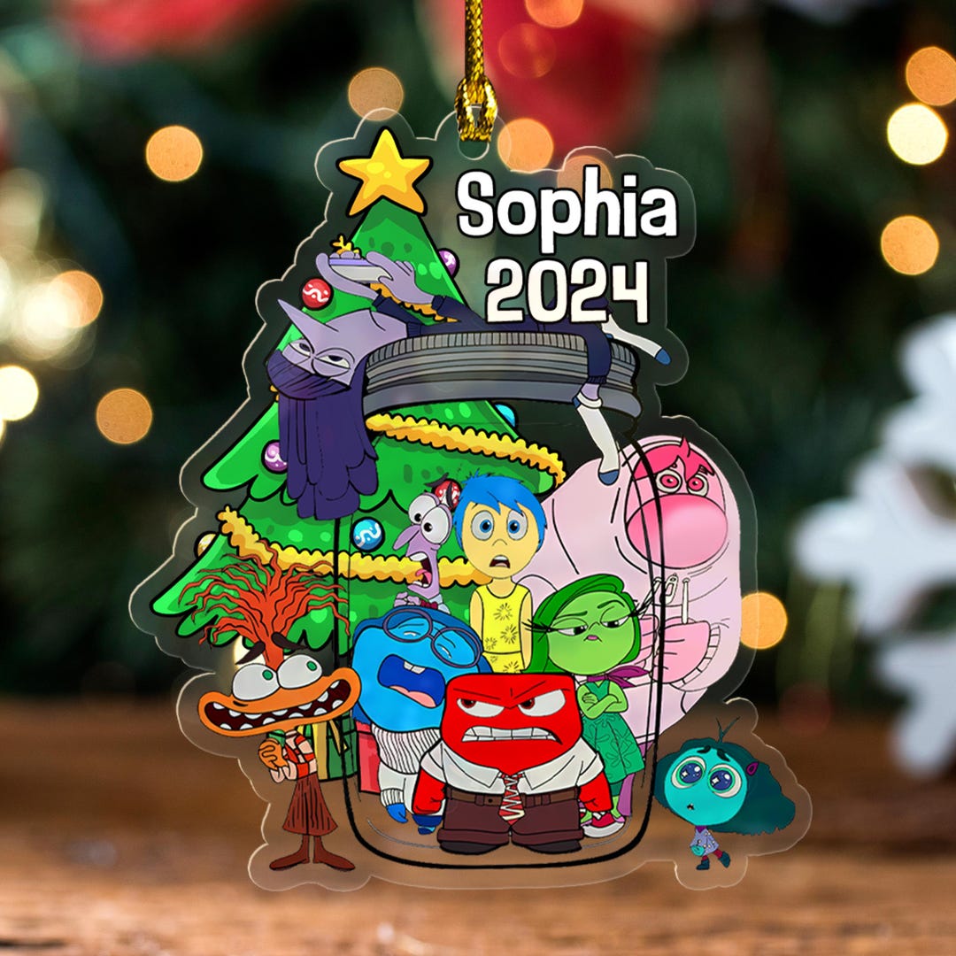 Personalized Inside Out 2 Christmas Themed Ornament, Custom Name Joy ...
