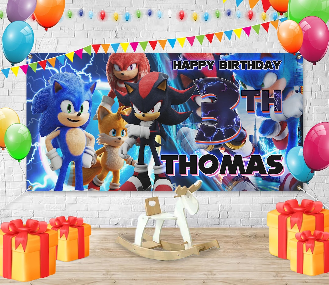 Sonic Birthday Party Backdrop, Sonic Hedgehog Birthday Banner, Custom ...