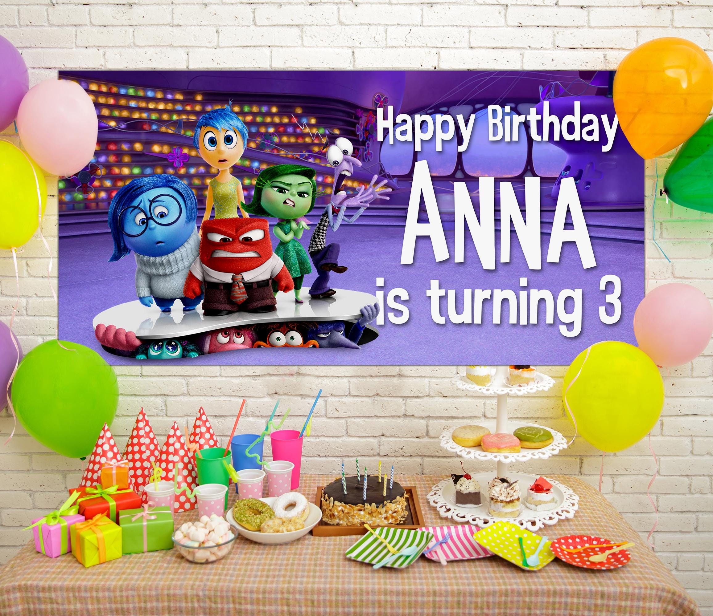 Personalized Inside Out Backdrop, Inside Out Birthday Banner, Inside ...