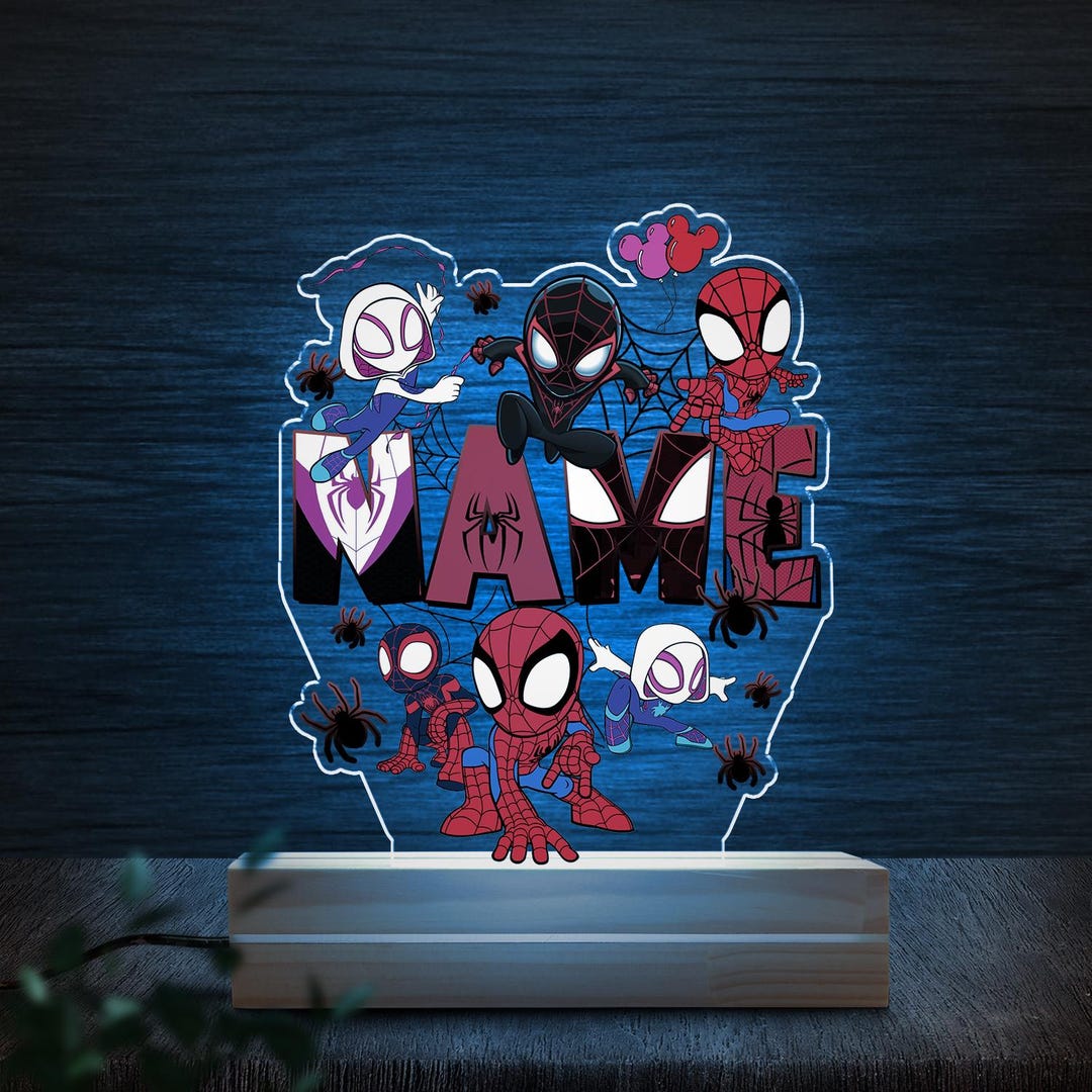 Personalized Spidey and His Amazing Friends Night Light, Custom Name ...