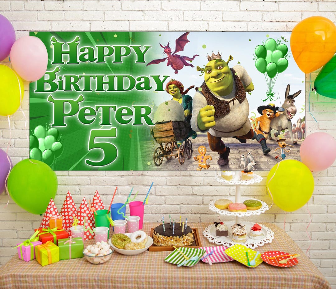 Personalized Shrek Family Backdrop Birthday, Shrek Birthday Banner ...