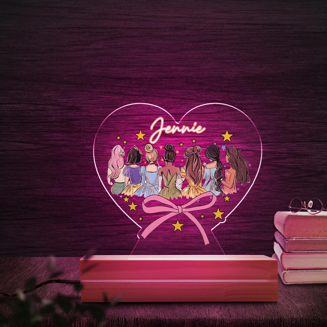 Personalized Disney Princesses Night Light, Belle Rapunzel Anna Elsa ...