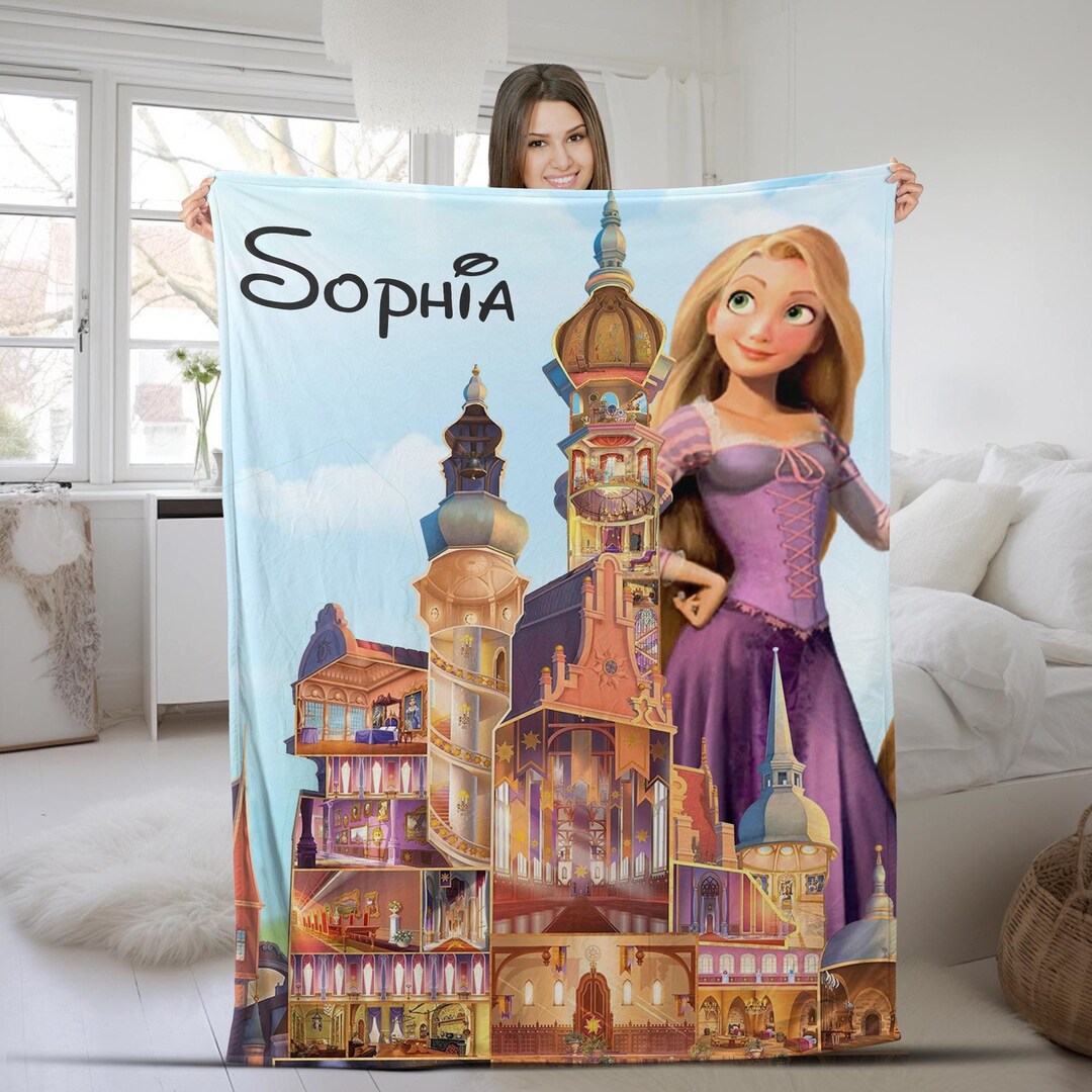 Personalized Tangled Rapunzel Blanket, Watercolor Disney Princess ...