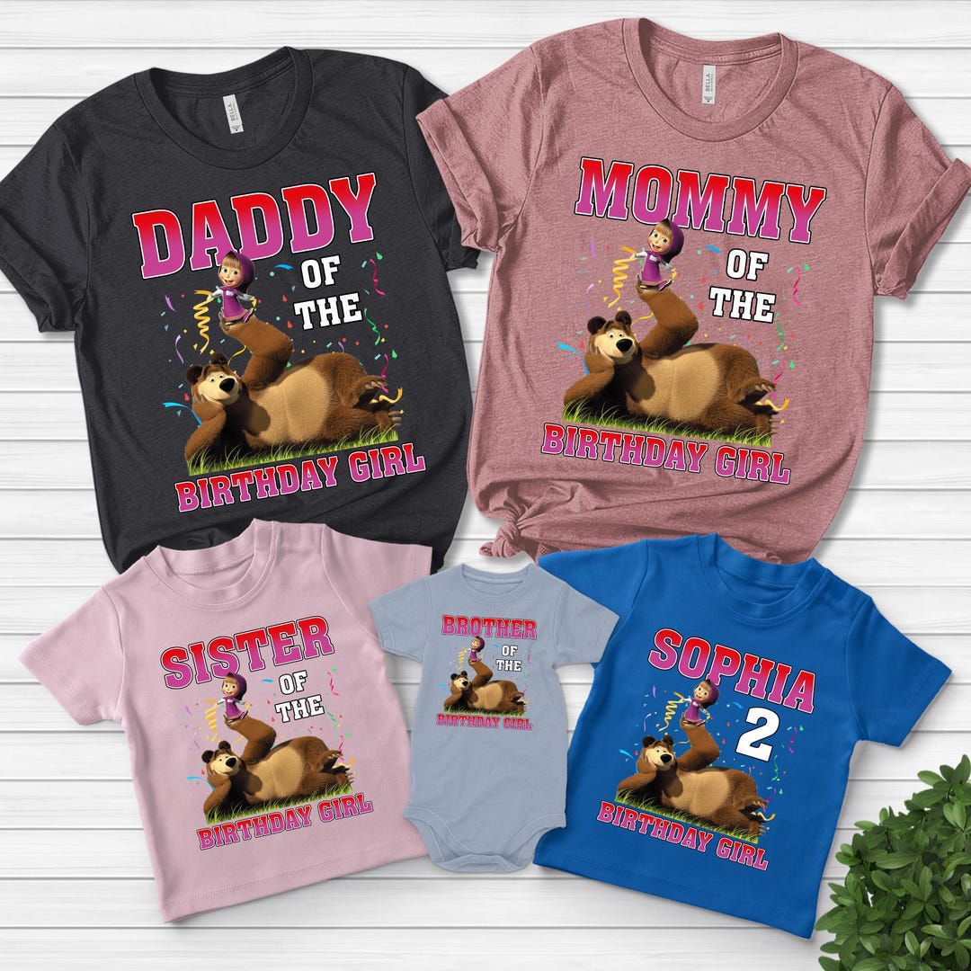Marsha and the Bear Theme Birthday Family Shirts,custom Marsha and the ...