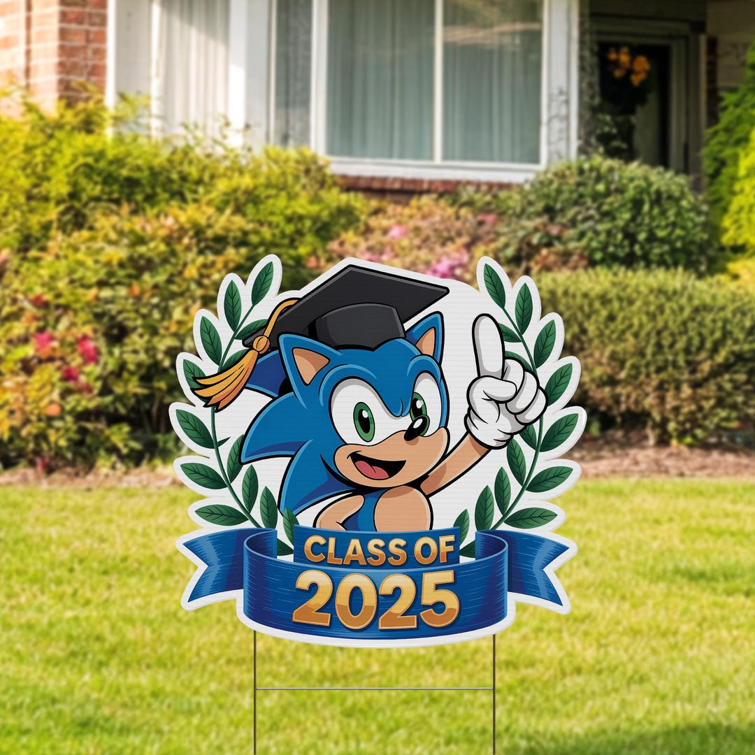 Sonic Graduation Yard Sign Cut Out, Sonic Birthday Party Outdoor Decor ...
