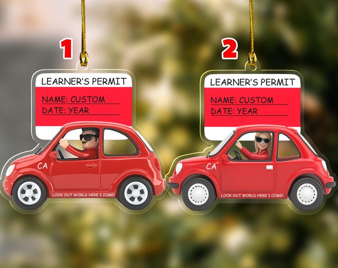 2D Driver Personalized Learner's Permit Ornament, Christmas Ornament ...