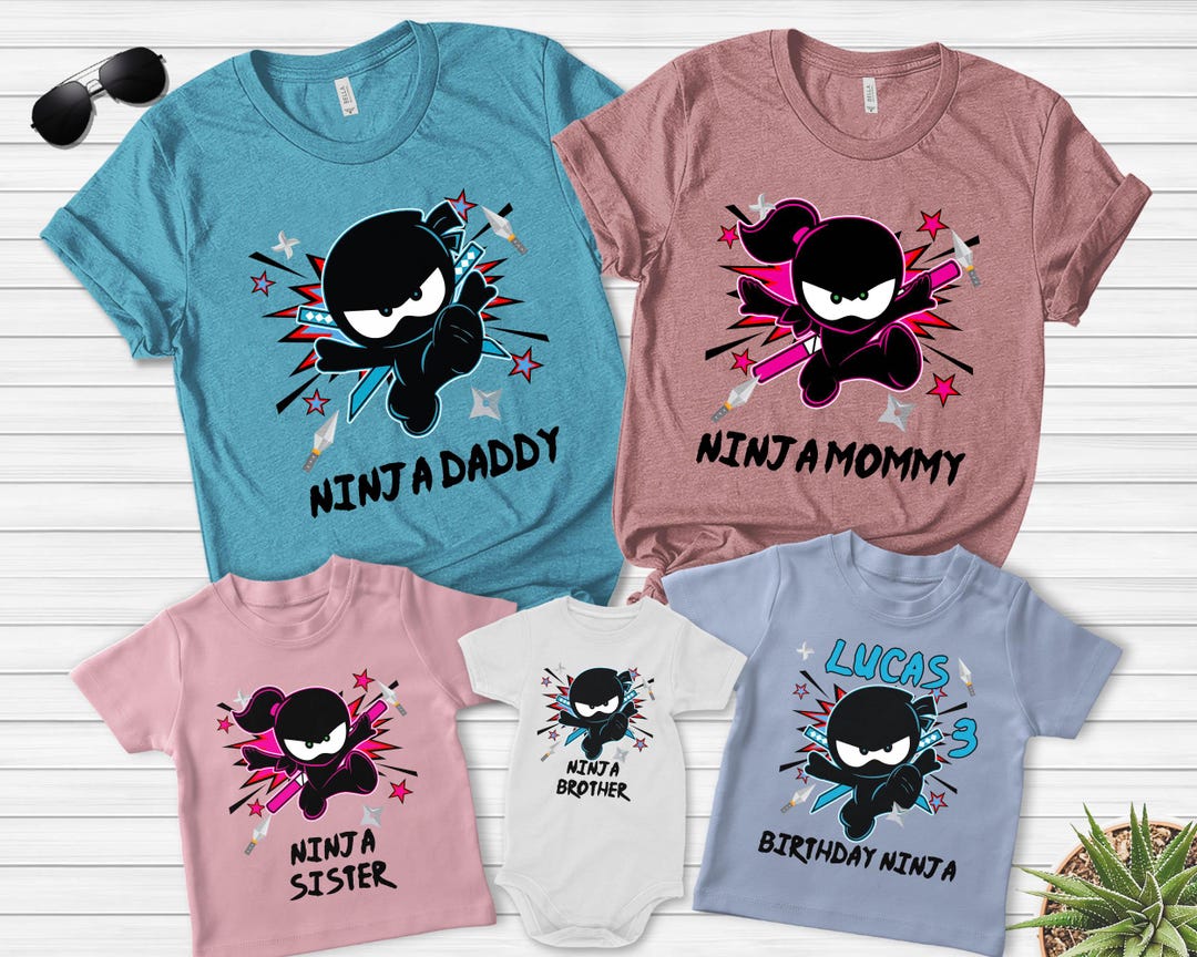 Ninja Kidz Birthday Shirt, Ninja Kidz Family Party Tshirt, Ninja Family ...