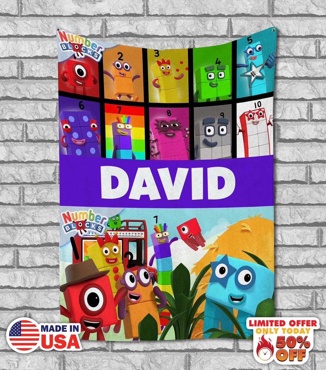 Numberblocks Quilt Blanket, Personalized Numberblocks Fleece Blanket ...