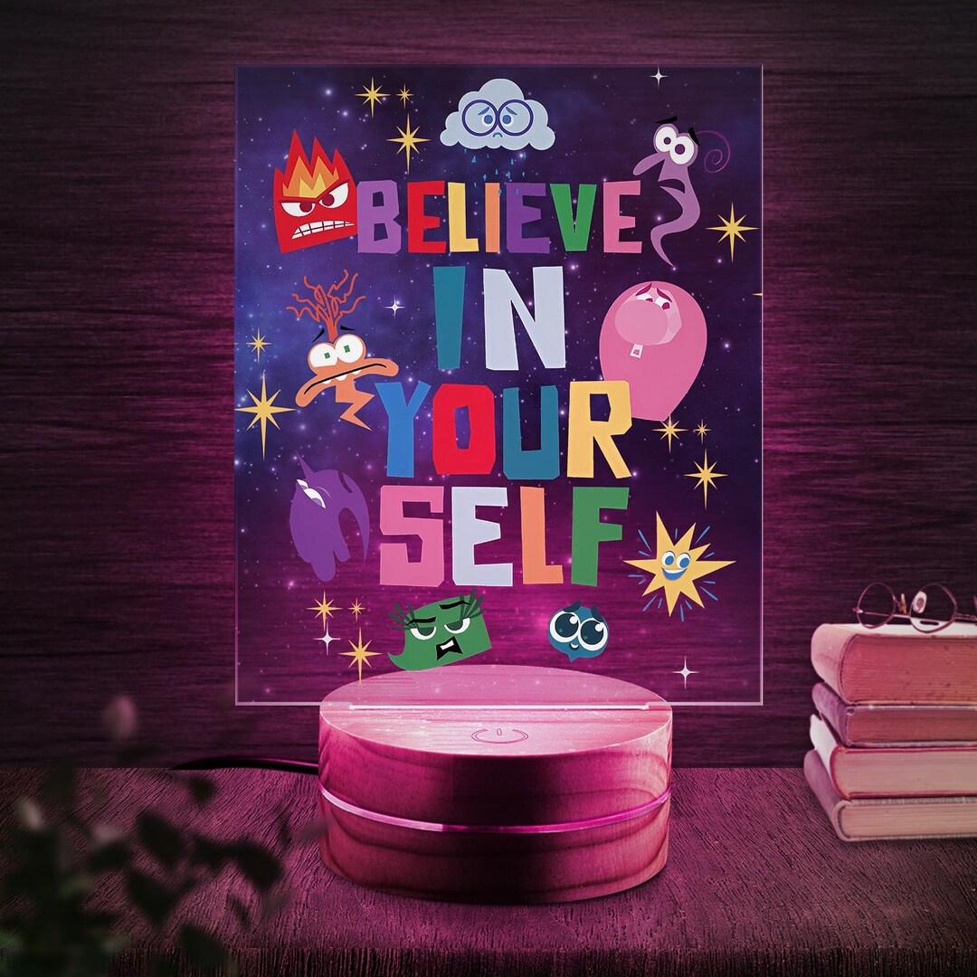Belive in Your Self Disney Pixar Inside Out Night Light, Inside Out 2 ...